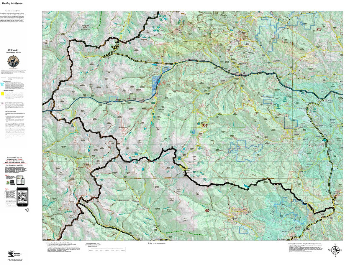 Colorado Unit 39 Second Rifle Recommendations Map by HuntAI | Avenza Maps