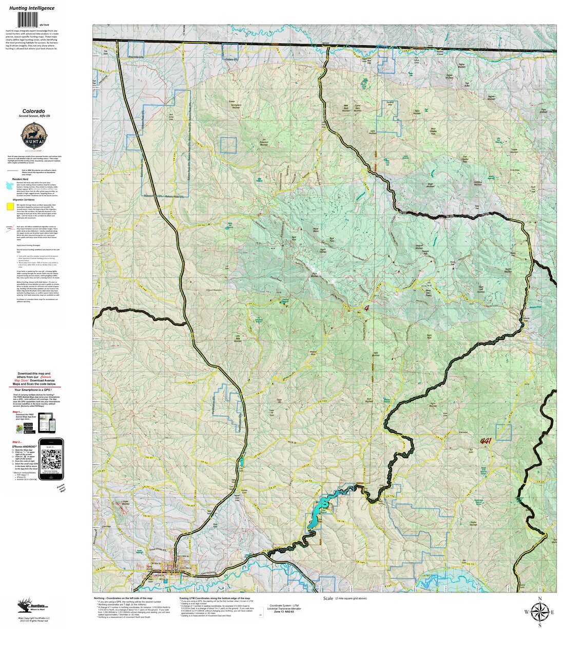 Colorado Unit 4 Second Rifle Recommendations Map by HuntAI | Avenza Maps