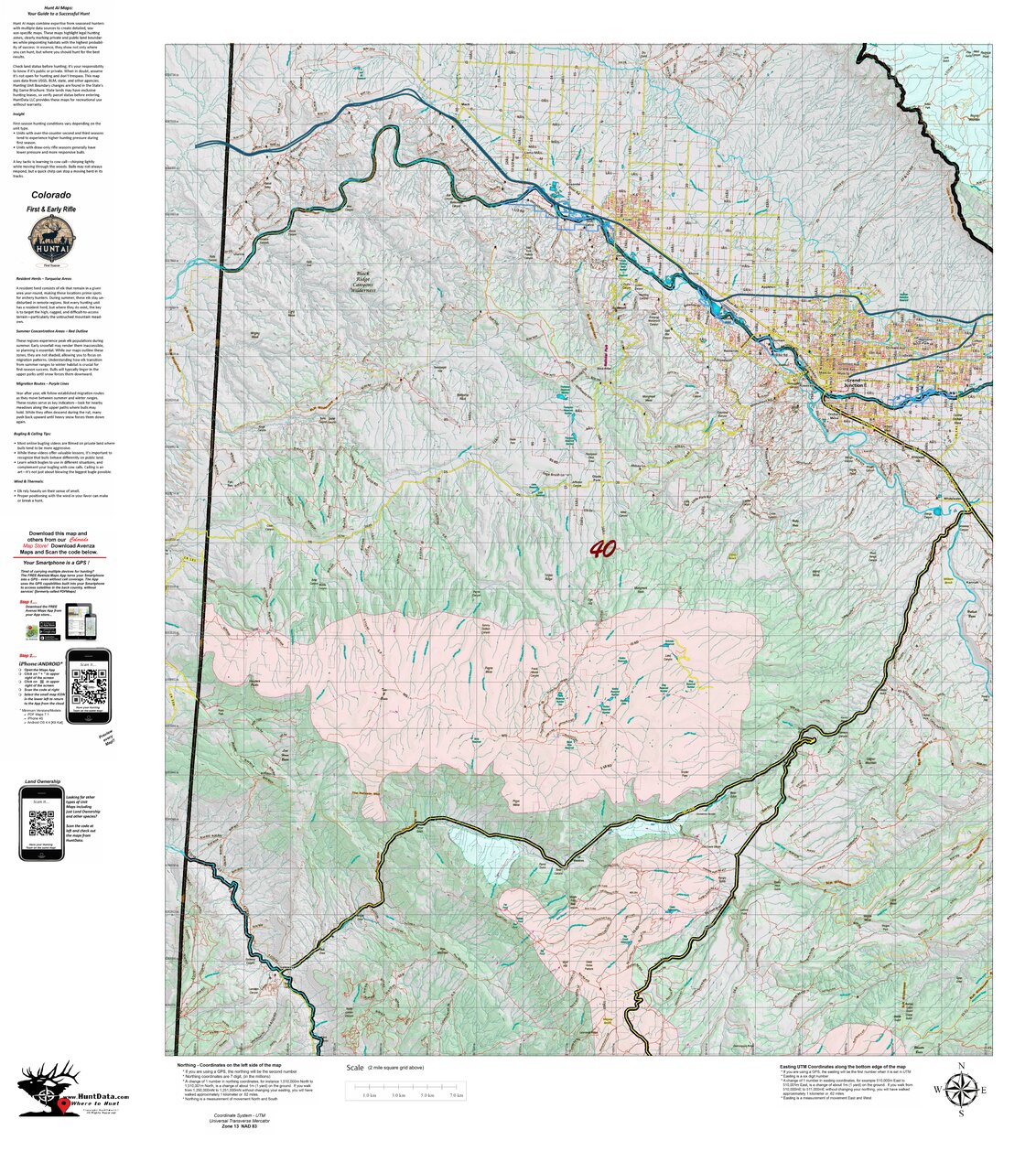 Colorado Unit 40 Recommended First Rifle Areas Map by HuntAI | Avenza Maps