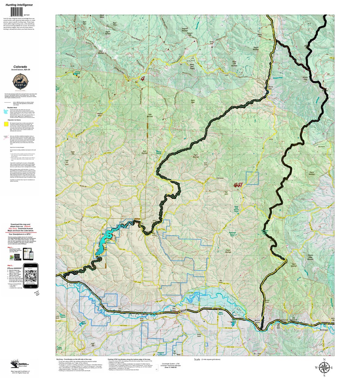 Colorado Unit 441 Second Rifle Recommendations Map by HuntAI | Avenza Maps