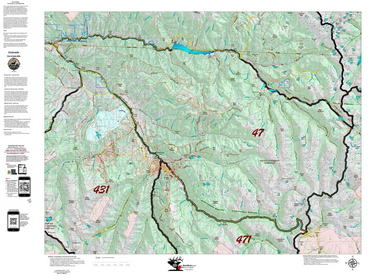 Colorado Unit 47 Recommended First Rifle Areas Map by HuntAI | Avenza Maps