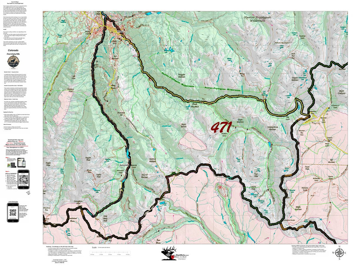 Colorado Unit 471 Recommended First Rifle Areas Map by HuntAI | Avenza Maps