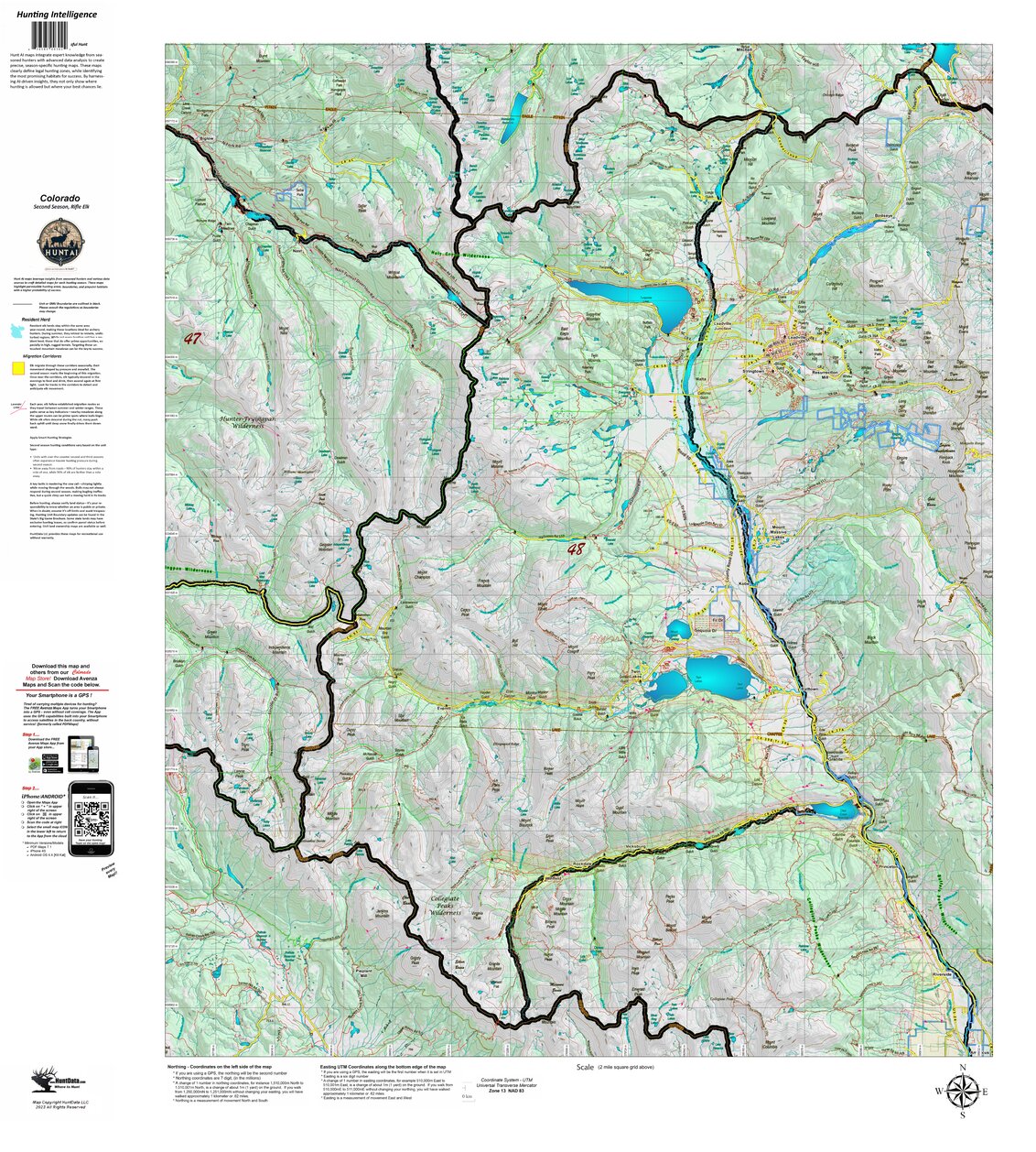 Colorado Unit 48 Second Rifle Recommendations Map by HuntAI | Avenza Maps