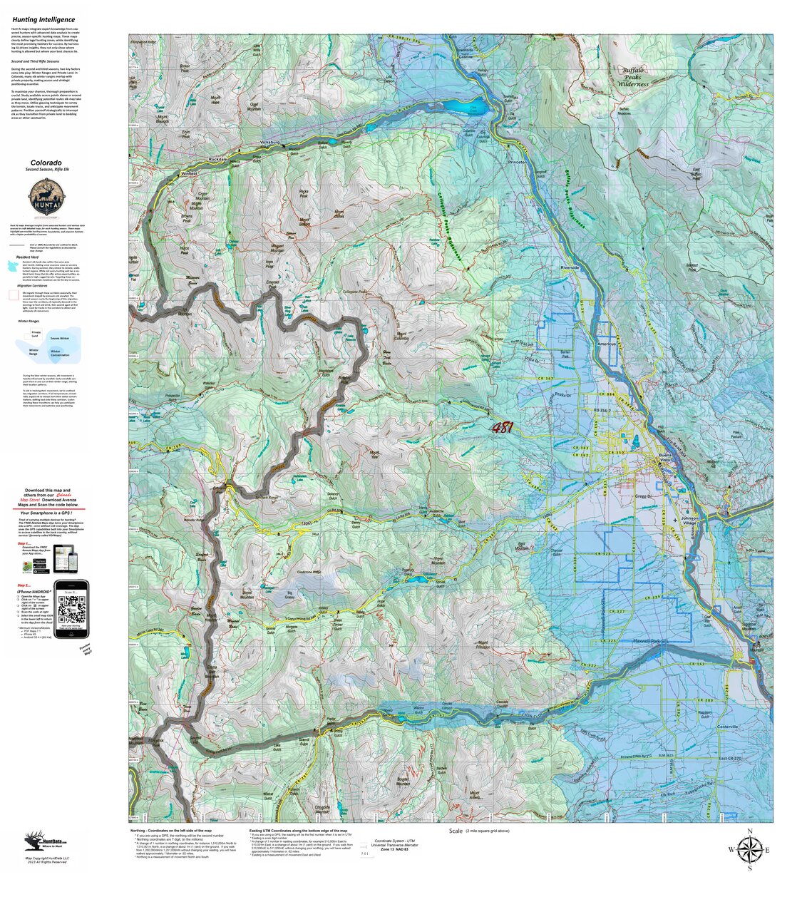 Colorado Unit 481 Recommendations for 3rd and 4th Rifle Map by HuntAI ...