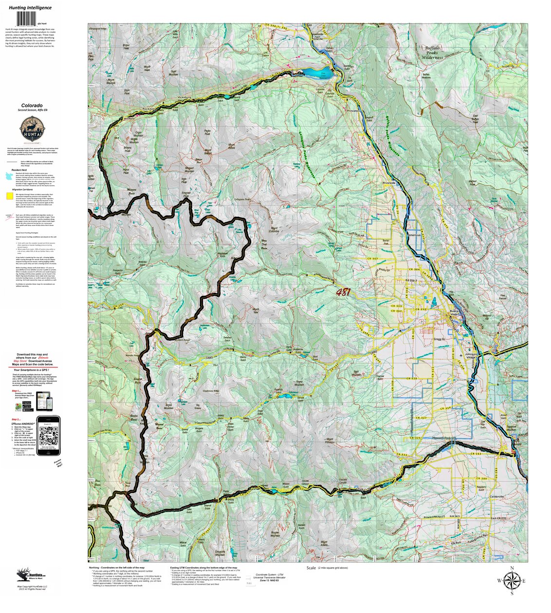 Colorado Unit 481 Second Rifle Recommendations Map by HuntAI | Avenza Maps