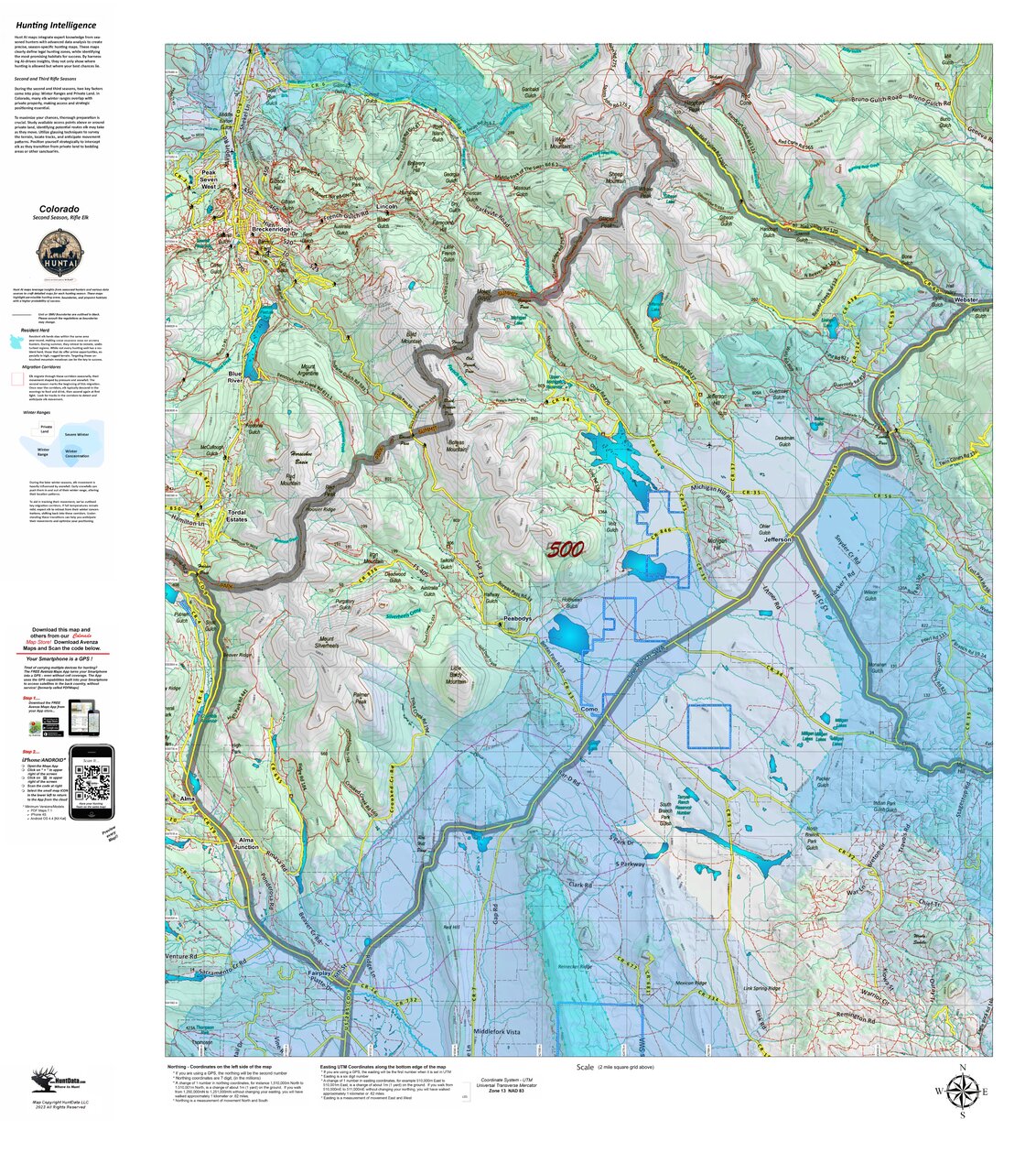 Colorado Unit 500 Recommendations for 3rd and 4th Rifle Map by HuntAI ...