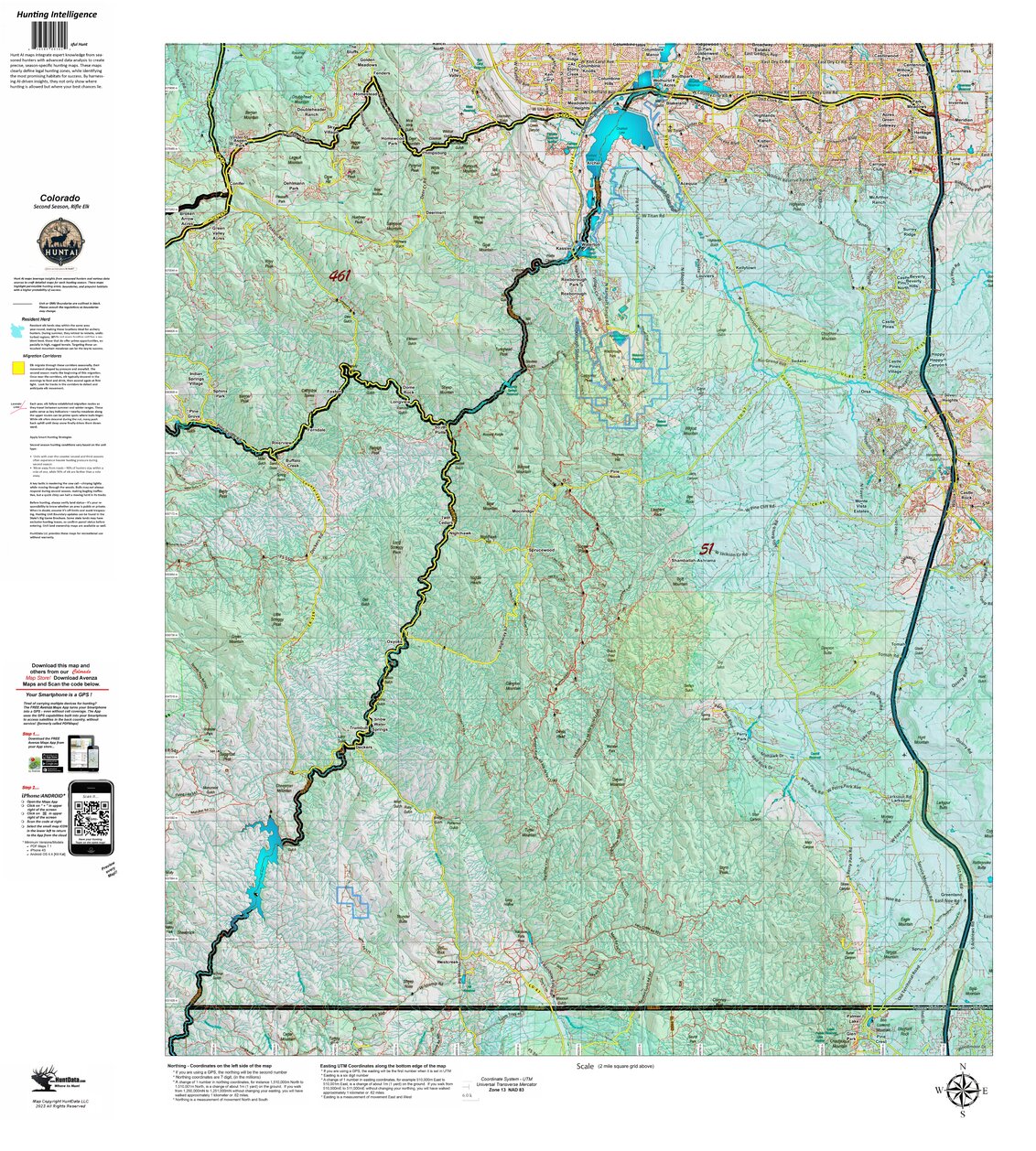 Colorado Unit 51 Second Rifle Recommendations Map by HuntAI | Avenza Maps