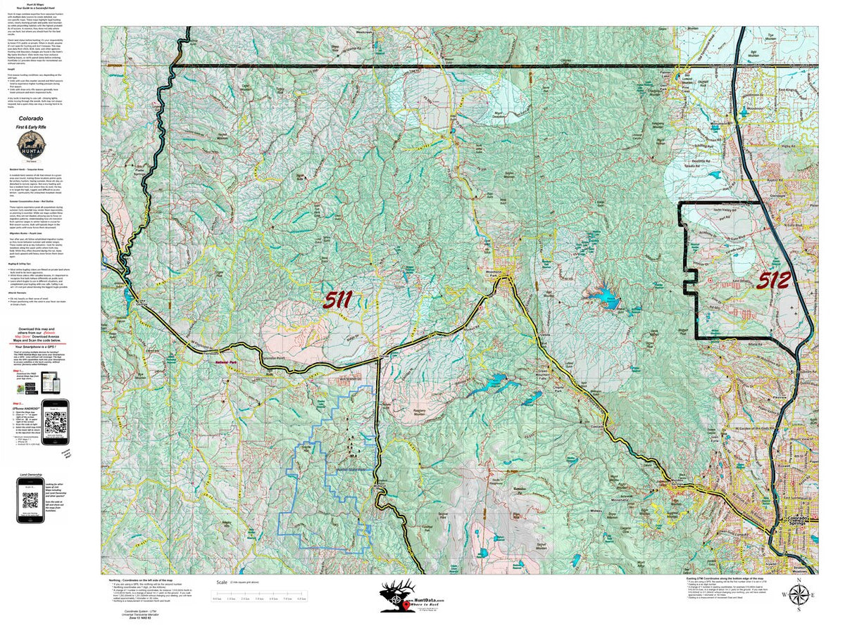 Colorado Unit 511 Recommended First Rifle Areas Map by HuntAI | Avenza Maps