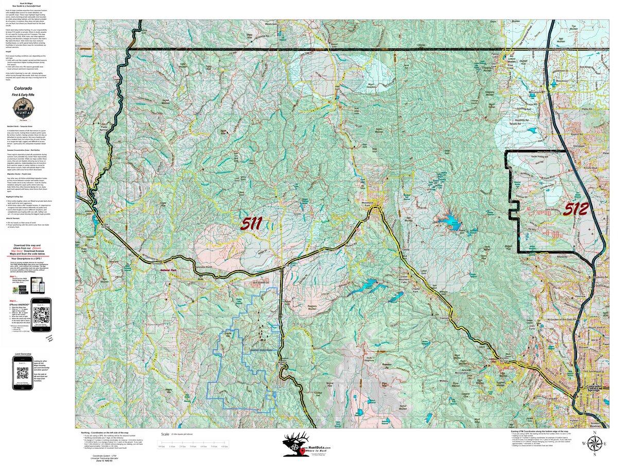 Colorado Unit 511 Recommended First Rifle Areas Map by HuntAI | Avenza Maps