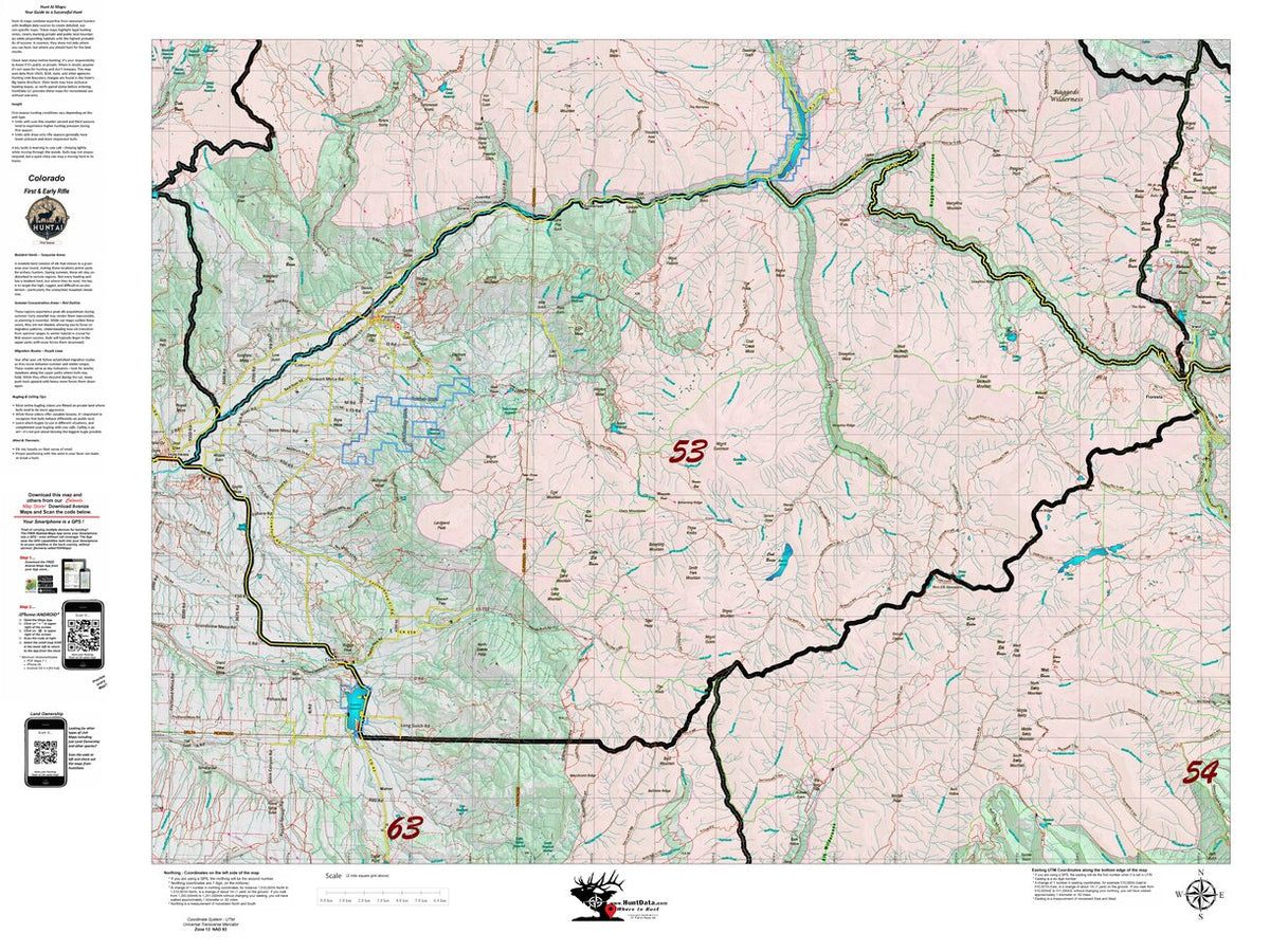 Colorado Unit 53 Recommended First Rifle Areas Map by HuntAI | Avenza Maps
