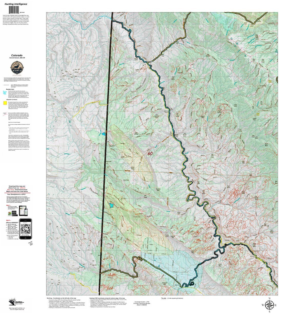 Colorado Unit 60 Second Rifle Recommendations Map by HuntAI | Avenza Maps