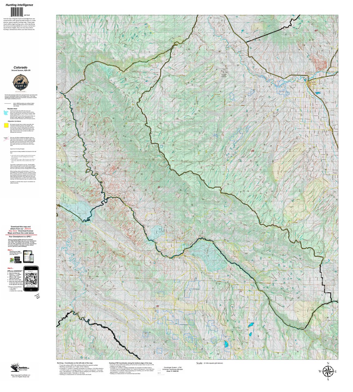 Colorado Unit 61 Second Rifle Recommendations Map by HuntAI | Avenza Maps