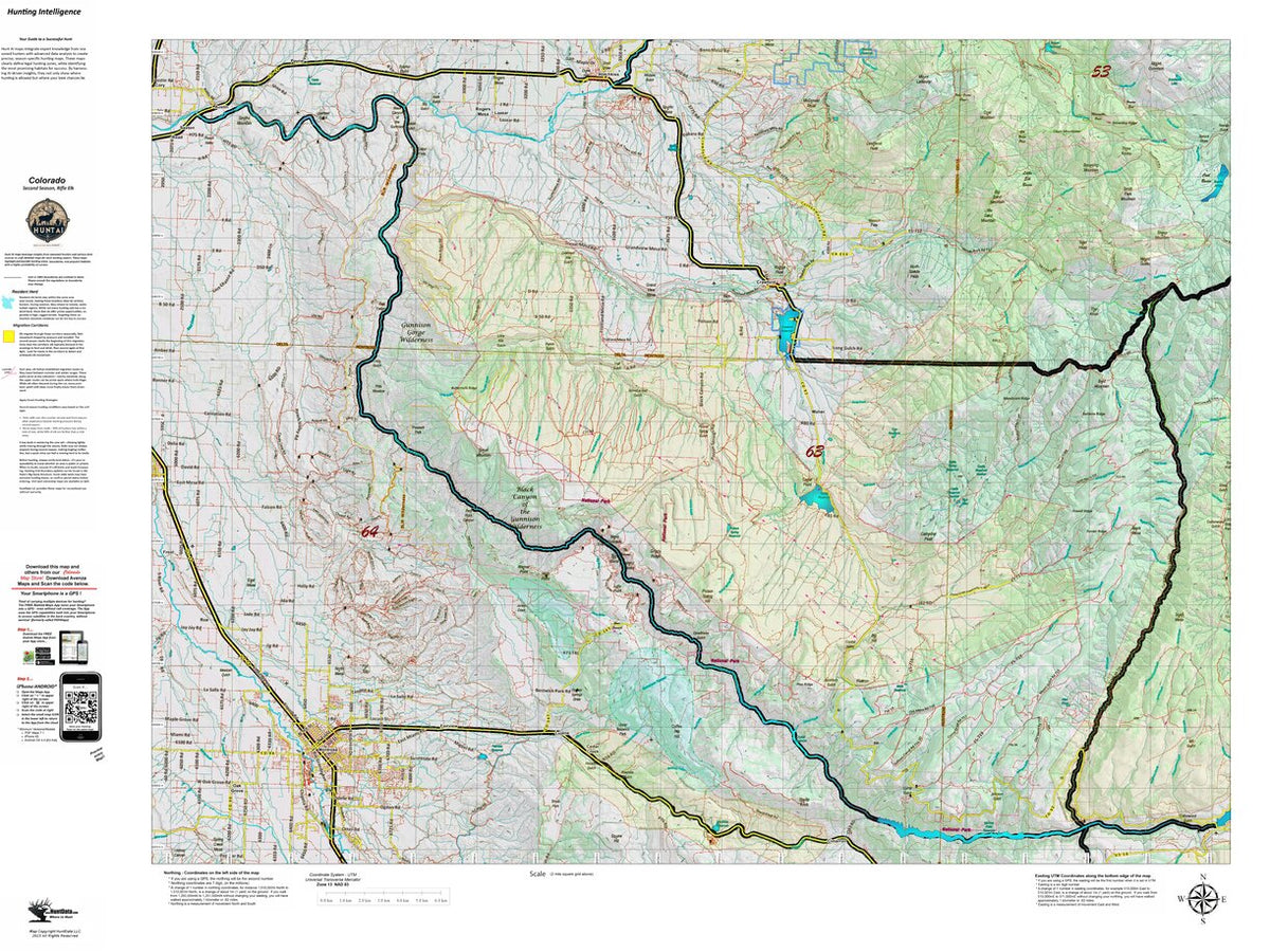 Colorado Unit 63 Second Rifle Recommendations Map by HuntAI | Avenza Maps