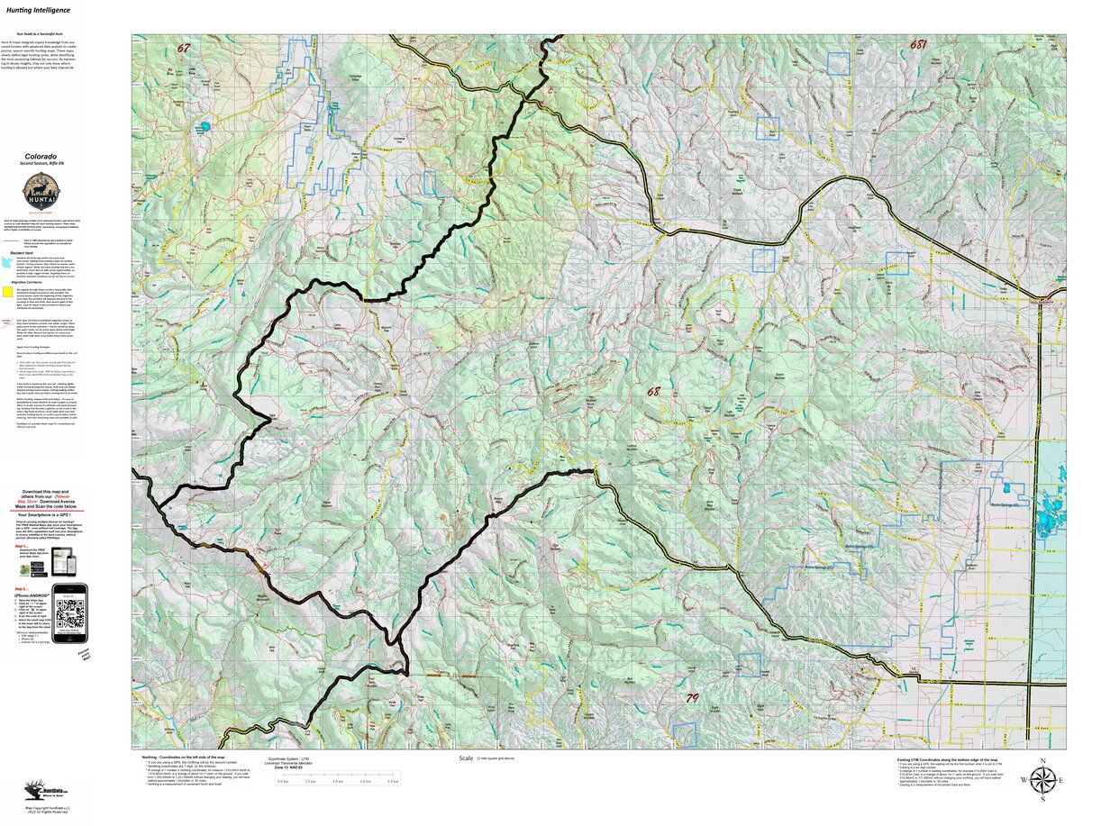 Colorado Unit 68 Second Rifle Recommendations Map by HuntAI | Avenza Maps