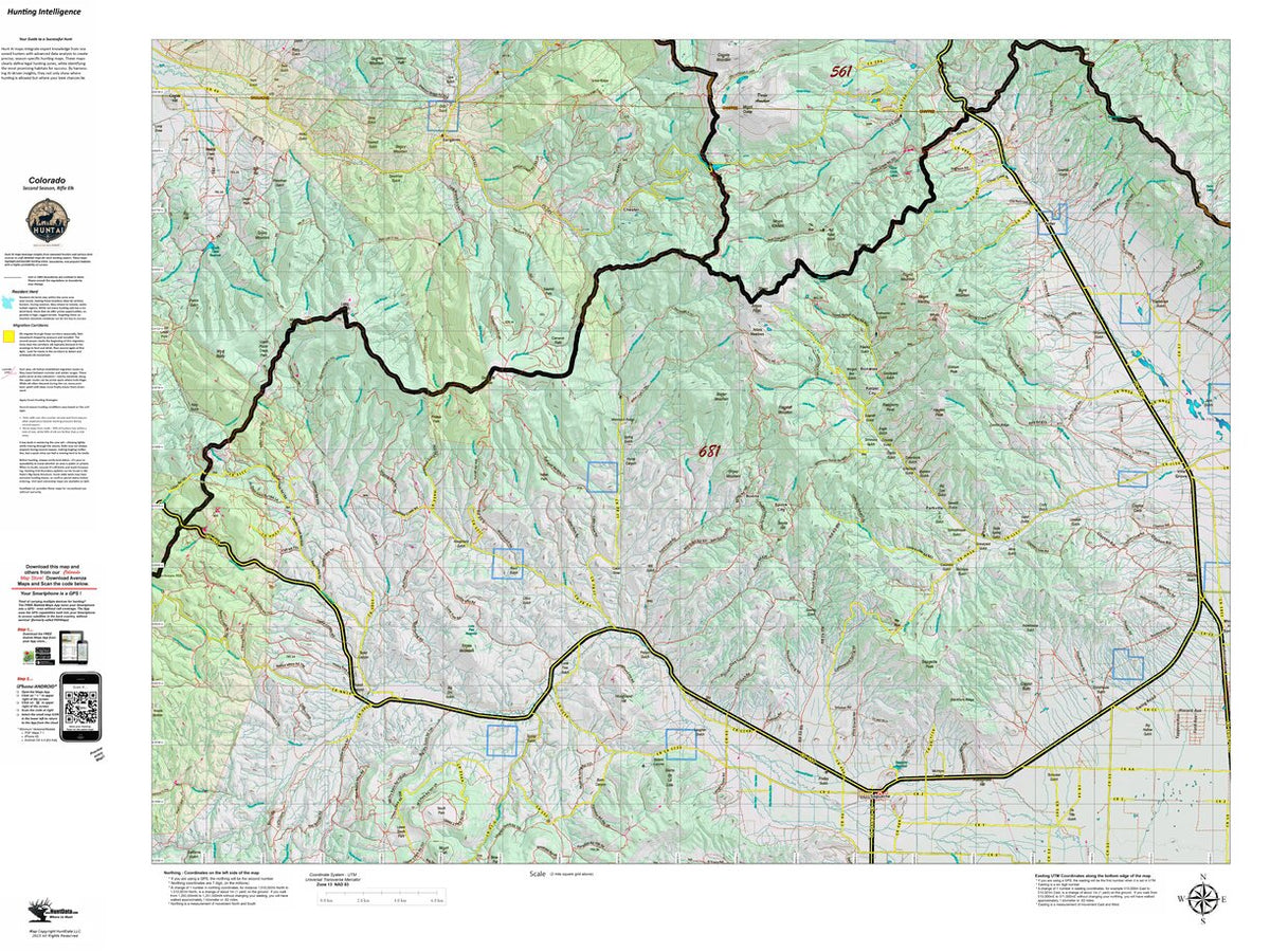 Colorado Unit 681 Second Rifle Recommendations Map by HuntAI | Avenza Maps