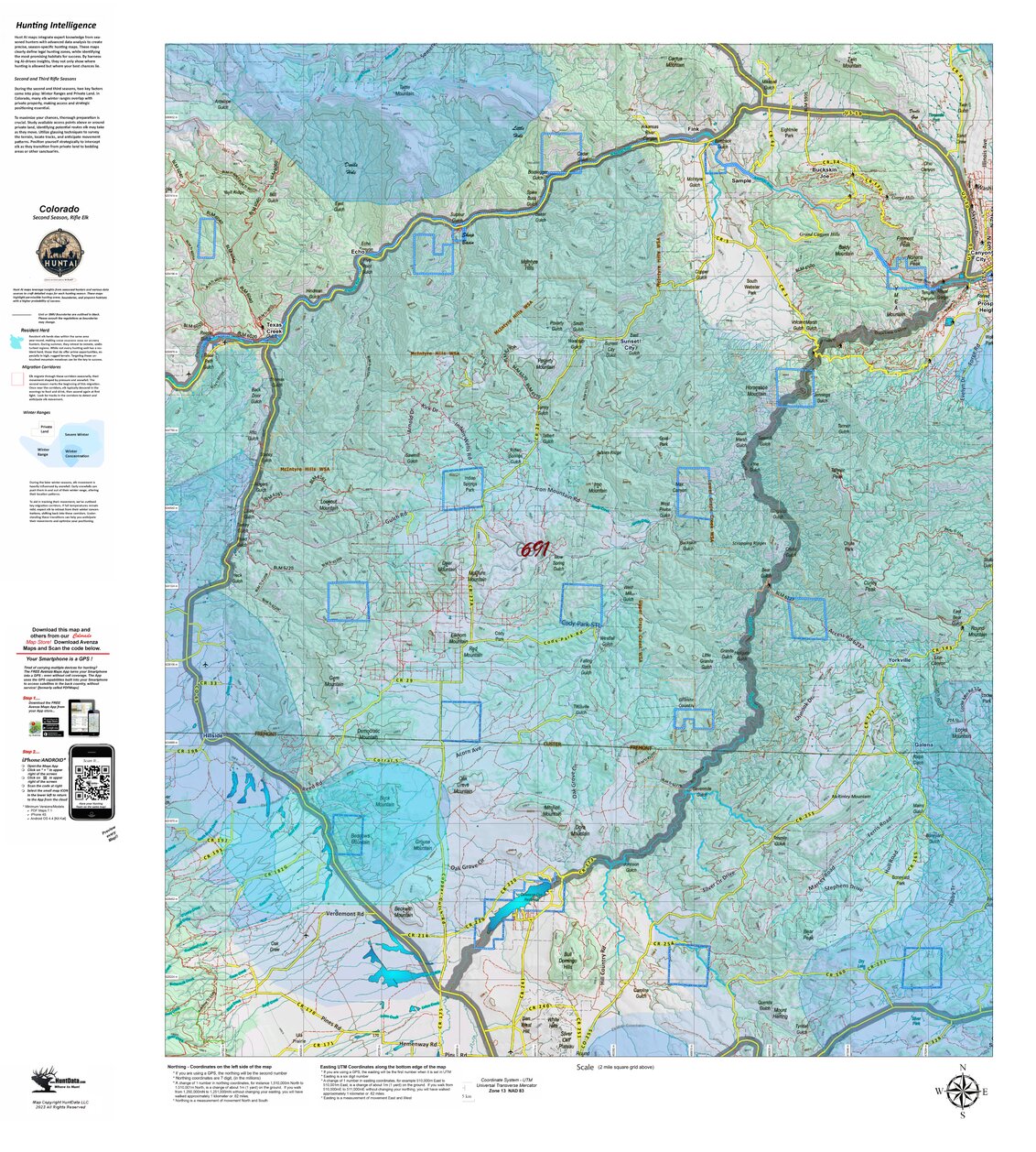 Colorado Unit 691 Recommendations for 3rd and 4th Rifle Map by HuntAI ...