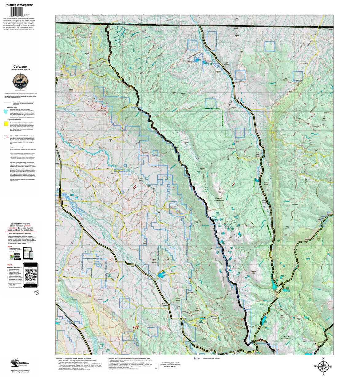 Colorado Unit 7 Second Rifle Recommendations Map by HuntAI | Avenza Maps