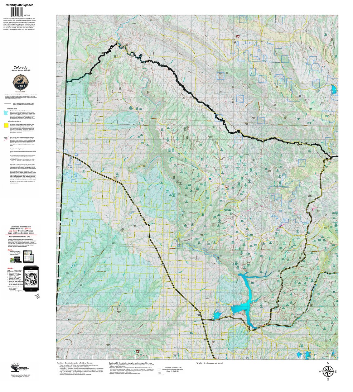 Colorado Unit 711 Second Rifle Recommendations Map by HuntAI | Avenza Maps