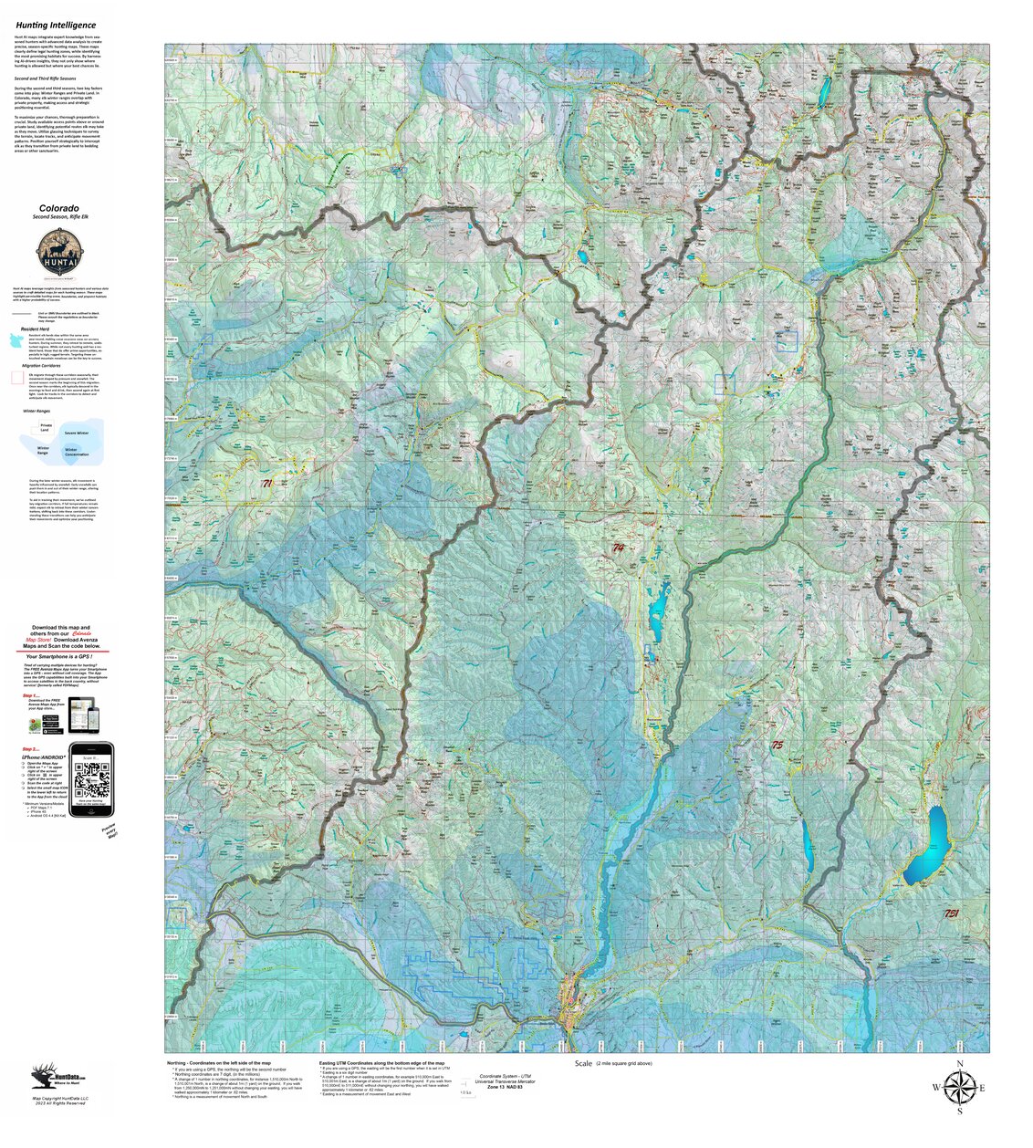 Colorado Unit 74 Recommendations for 3rd and 4th Rifle Map by HuntAI ...