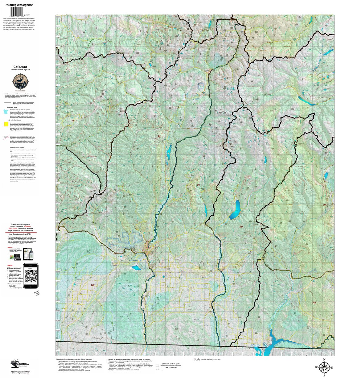 Colorado Unit 75 Second Rifle Recommendations Map by HuntAI | Avenza Maps