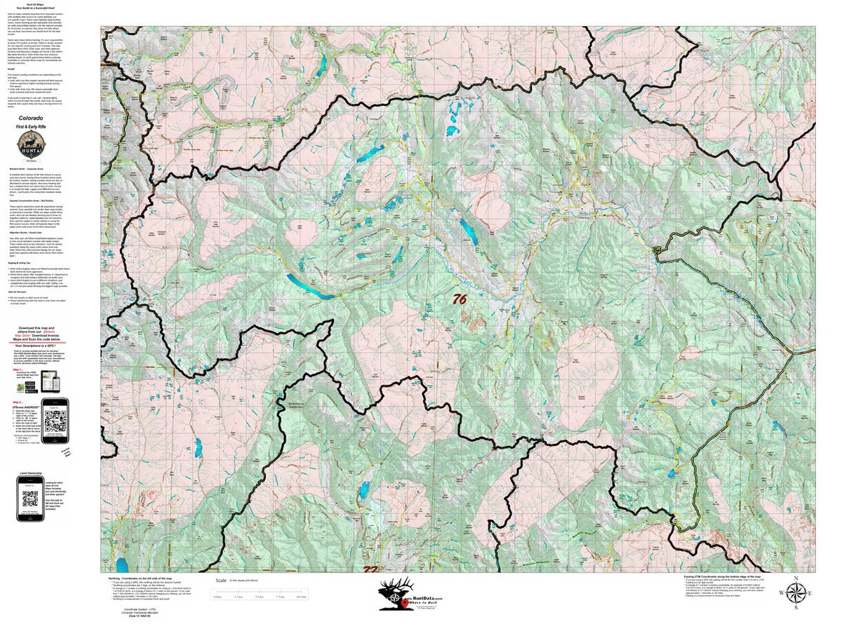 Colorado Unit 76 Recommended First Rifle Areas Map by HuntAI | Avenza Maps