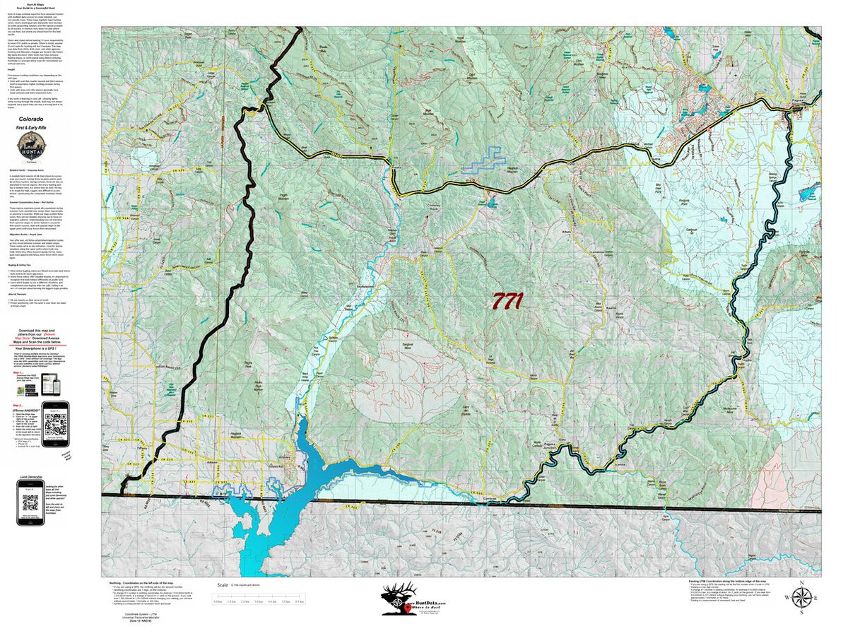 Colorado Unit 771 Recommended First Rifle Areas Map by HuntAI | Avenza Maps