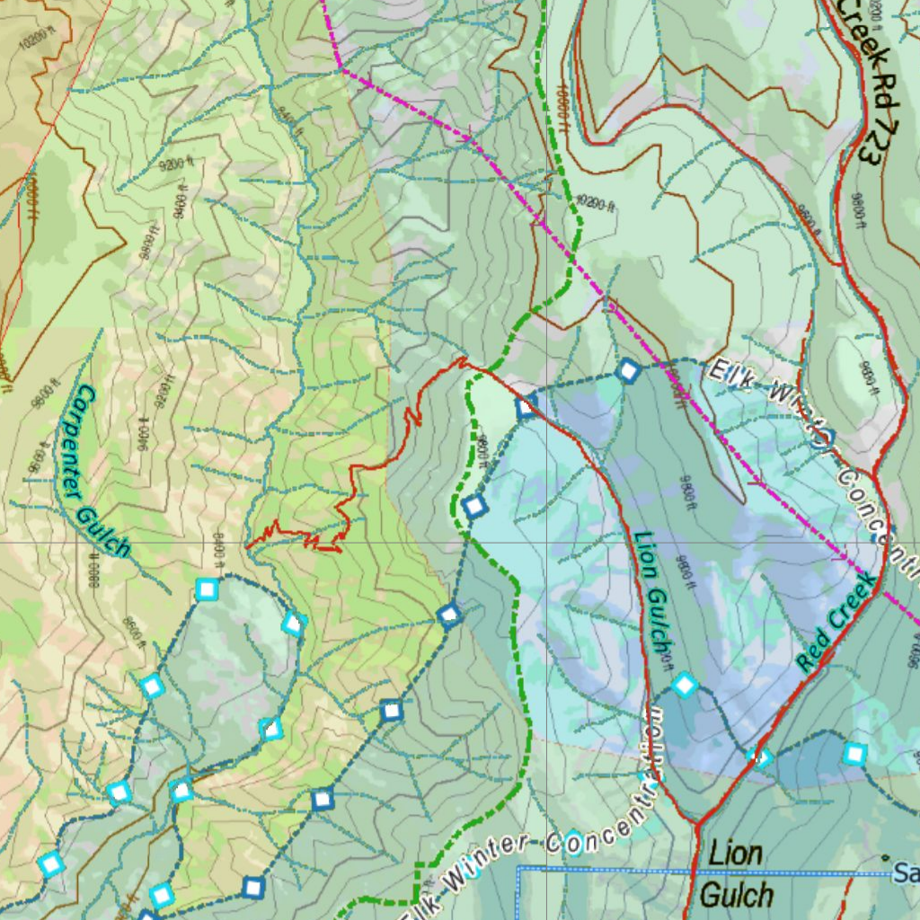 CO Unit 54 Elk Concentrations and Migration Map by HuntData LLC ...