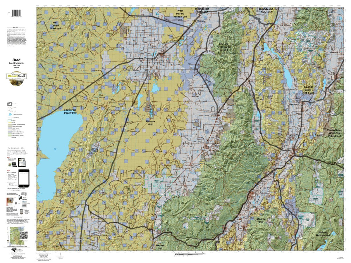 Fillmore Utah Mule Deer Hunting Unit Map with Land Ownership by ...