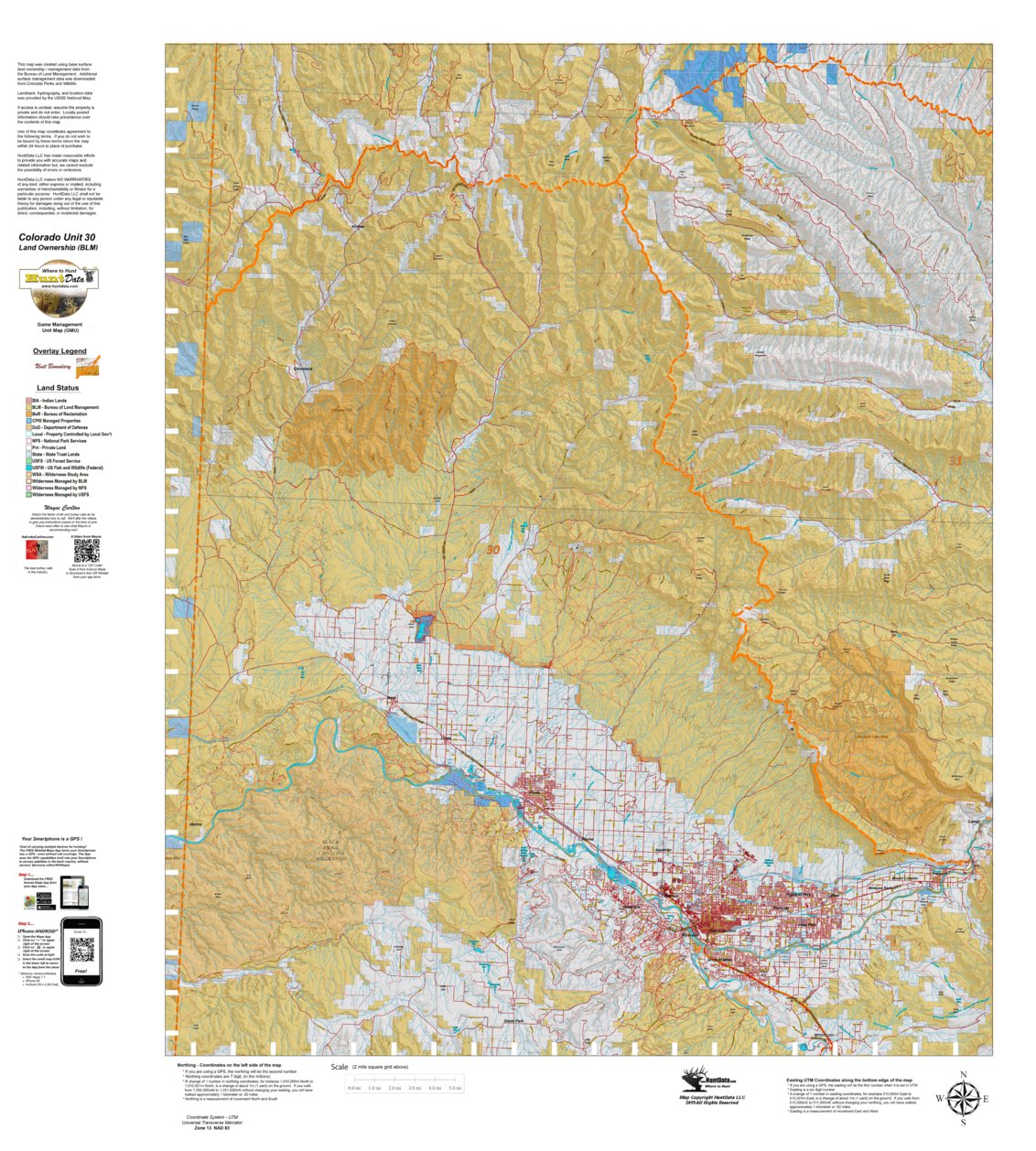 HuntData Colorado Unit 30 Land Ownership Map by HuntData LLC | Avenza Maps