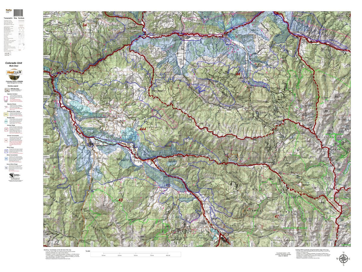 HuntData Colorado Unit 444 Mule Deer Concentration Map by HuntData LLC ...