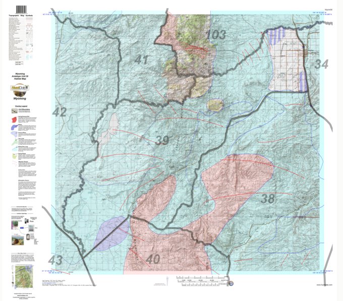 HuntData Wyoming Game Concentration Map for Antelope Unit 39 by ...