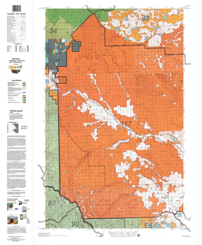 HuntData Wyoming Land Ownership Map for Antelope Unit 117w by HuntData ...