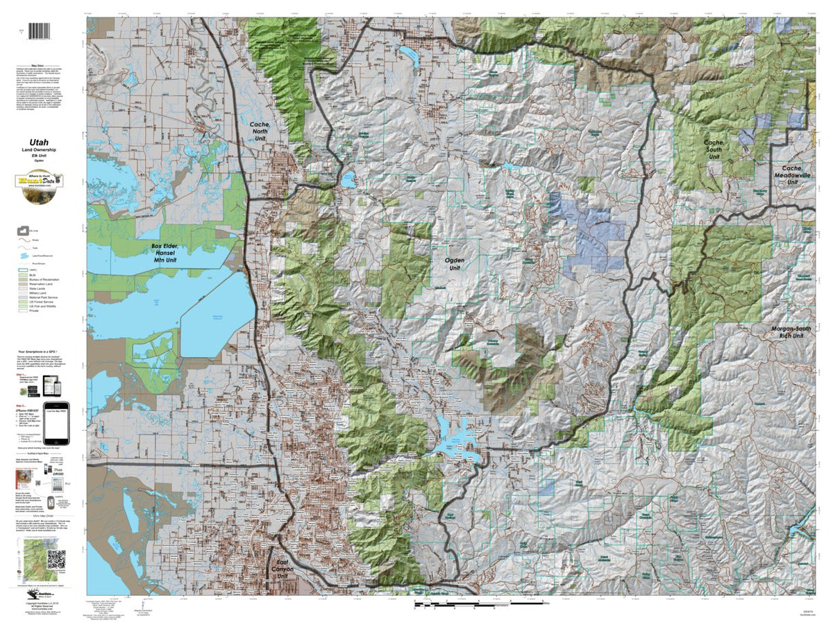 Ogden Utah Elk Hunting Unit Map with Land Ownership by HuntData LLC ...