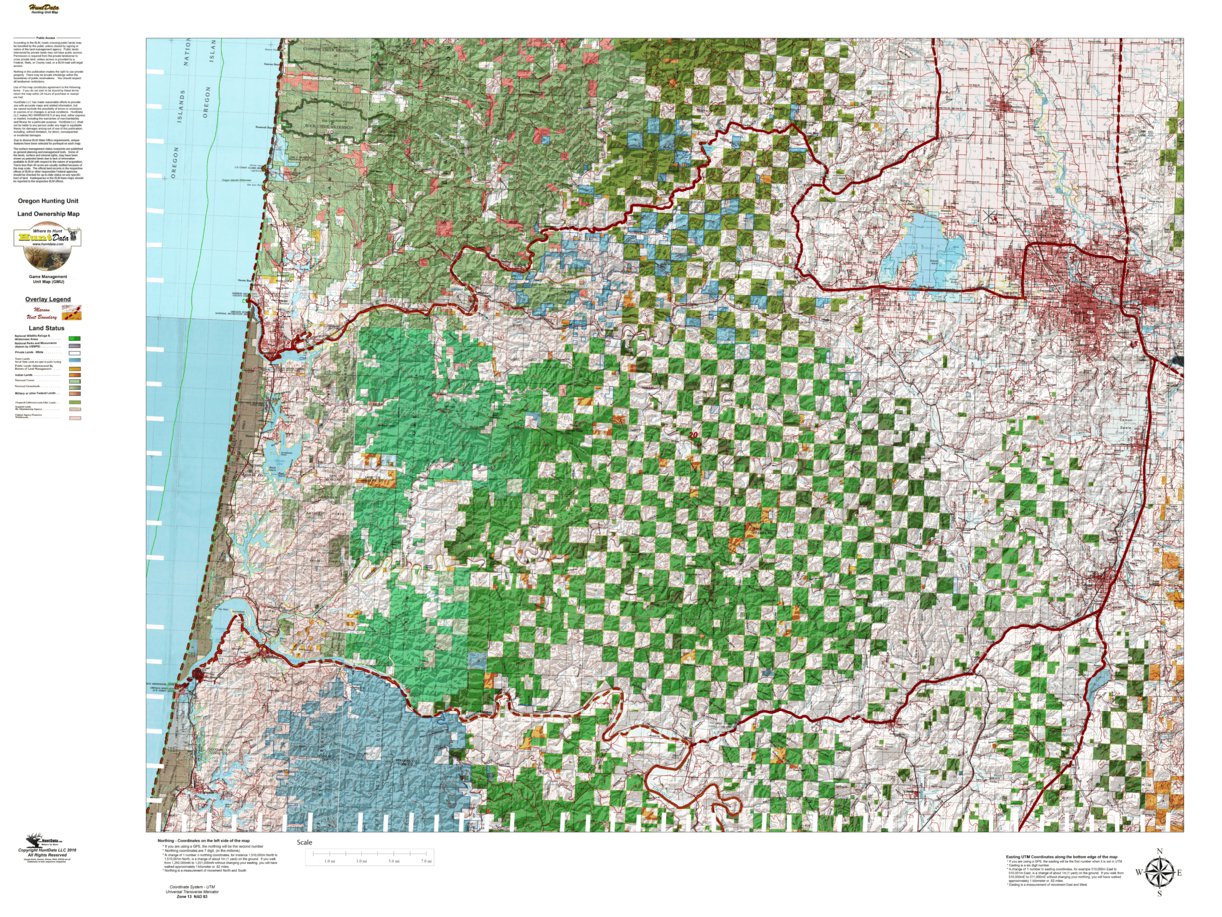 Oregon Hunting Unit 20, Siusla Land Ownership Map by HuntData LLC ...