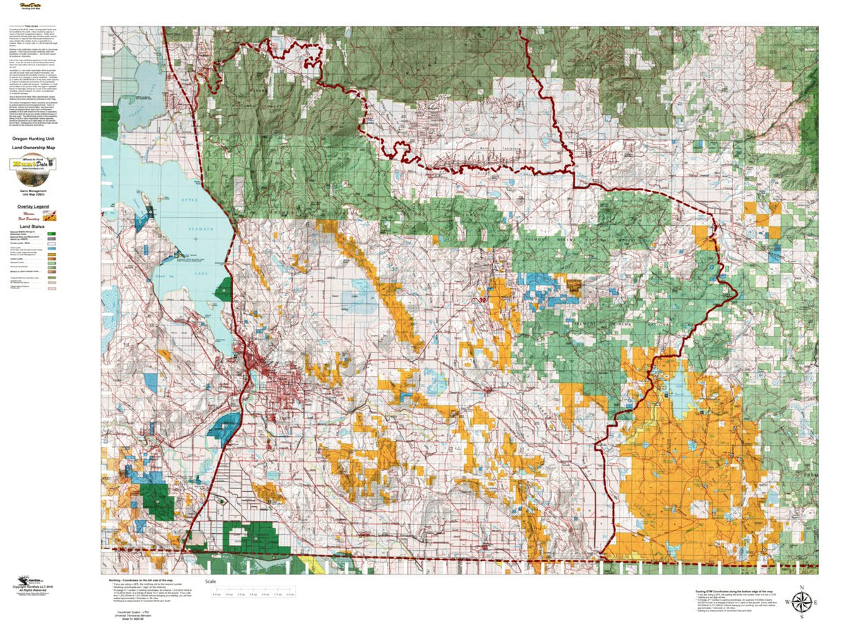 Oregon Hunting Unit 32, Klamath Falls Land Ownership Map by HuntData ...