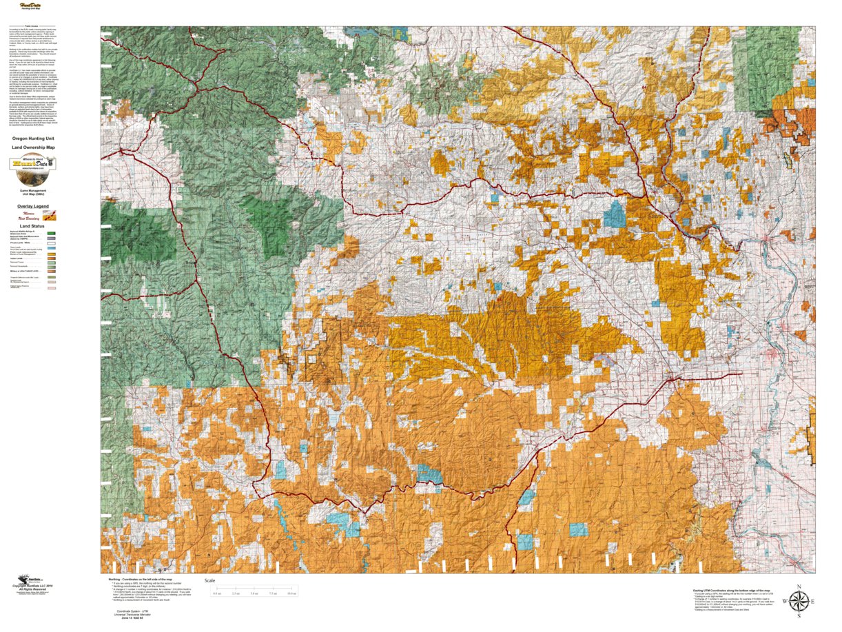 Oregon Hunting Unit 65, Beulah Land Ownership Map by HuntData LLC ...