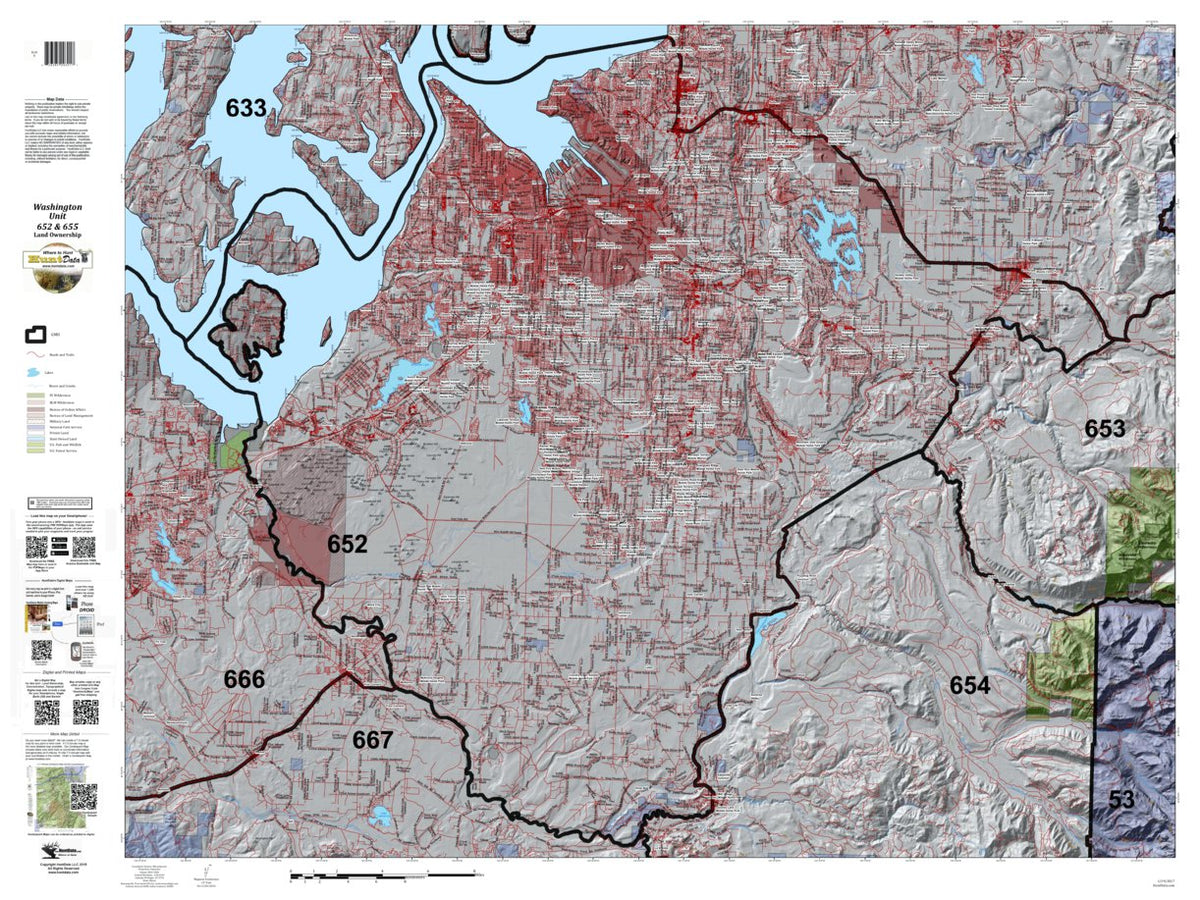 Washington Hunting Unit(s) 652 655 Landownership Map by HuntData LLC ...