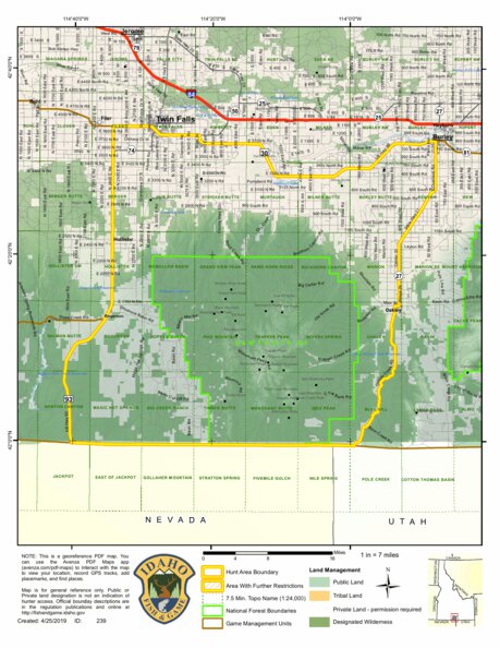 Controlled Hunt Areas - Deer - Hunt Area 54 Map by Idaho Department of ...