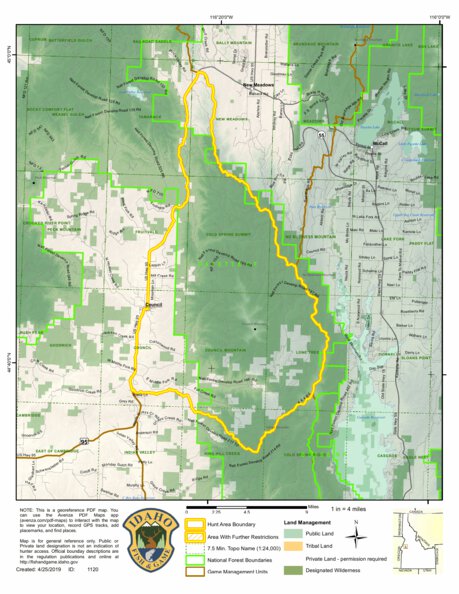 Controlled Hunt Areas - Elk - Hunt Area 32A-1 Map by Idaho Department ...