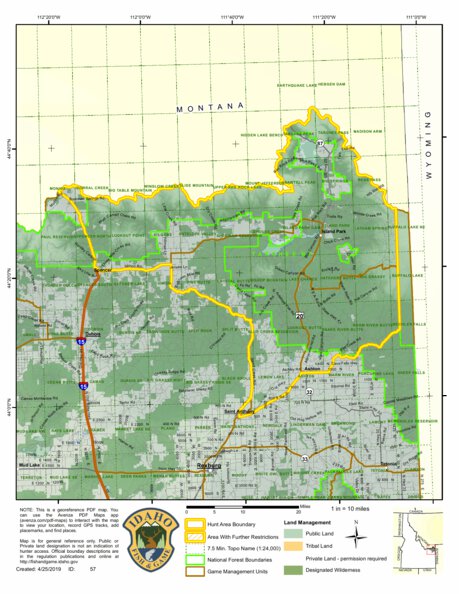 Controlled Hunt Areas - Elk - Hunt Area 60-1 Map by Idaho Department of ...