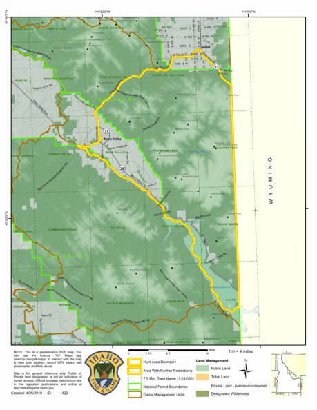 Controlled Hunt Areas - Elk - Hunt Area 67-1 Map by Idaho Department of ...
