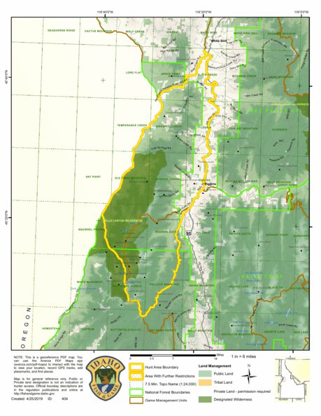 Controlled Hunt Areas - Goat - Hunt Area 18 Map by Idaho Department of ...