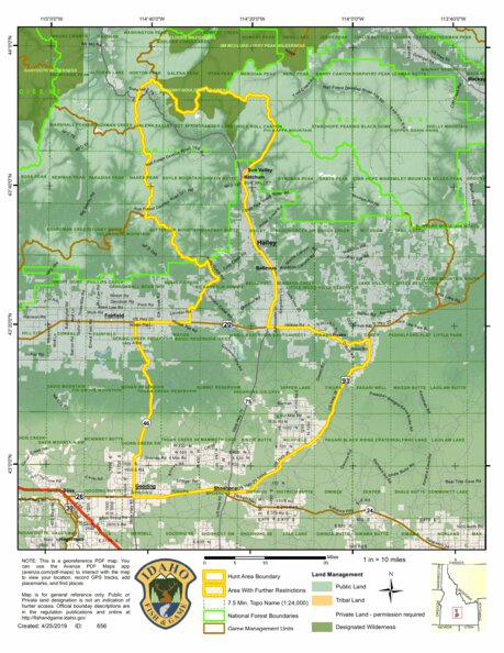 Controlled Hunt Areas - Pronghorn - Hunt Area 52-1 Map by Idaho ...