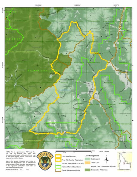Controlled Hunt Areas - Rocky Mtn Sheep - Hunt Area 36B Map by Idaho ...