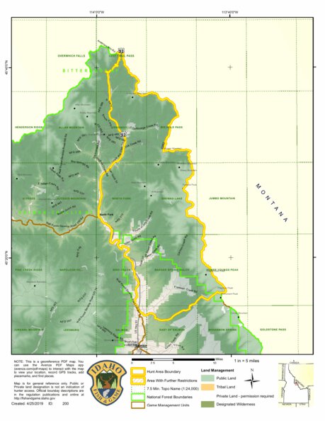 General Season Hunt Areas - Bear - Unit 21A Map by Idaho Department of ...