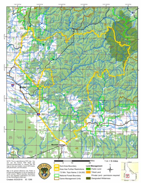 General Season Hunt Areas - Deer - Portion of Unit 39 Map by Idaho ...