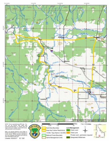 General Season Hunt Areas - Deer - Portion of Units 45 and 53 Map by ...