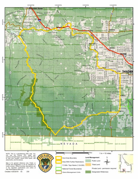 General Season Hunt Areas - Deer - Unit 46 Map by Idaho Department of ...