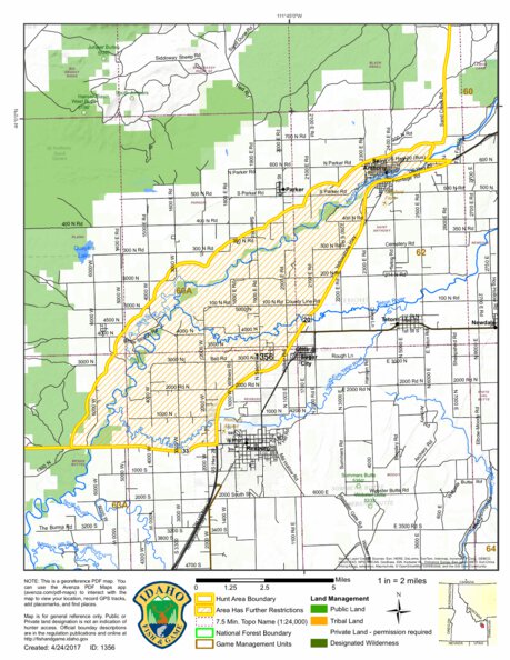 General Season Hunt Areas - Deer - Unit 60A (Exception) Map by Idaho ...