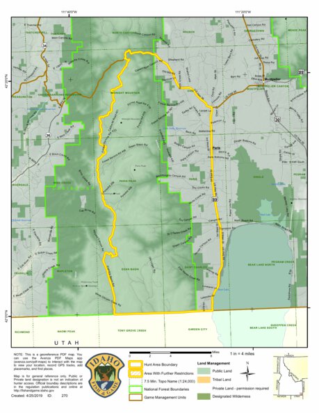 General Season Hunt Areas - Deer - Unit 78 Map by Idaho Department of ...